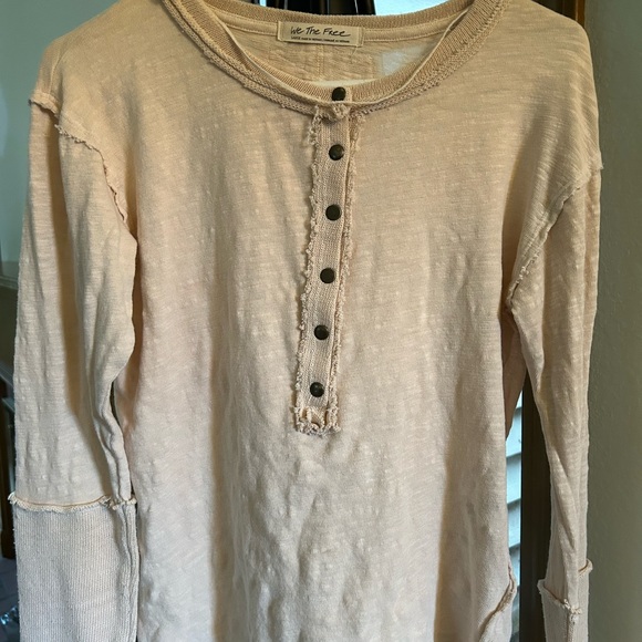 We The Free | Tops | We The Free Top Button Front Trim Partial Sweater ...